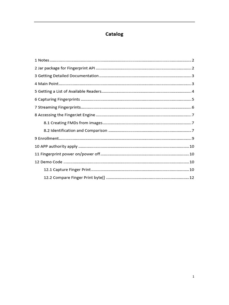 Fingerprint SDK API | PDF