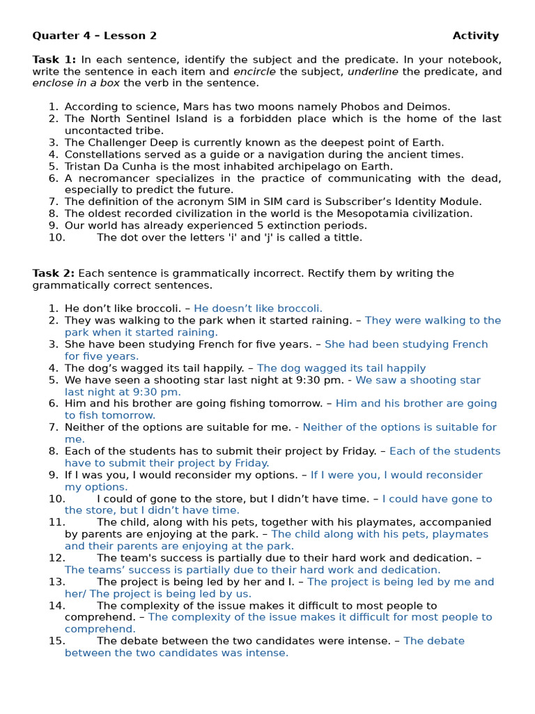 Quarter 4 Lesson 2 Activity | PDF