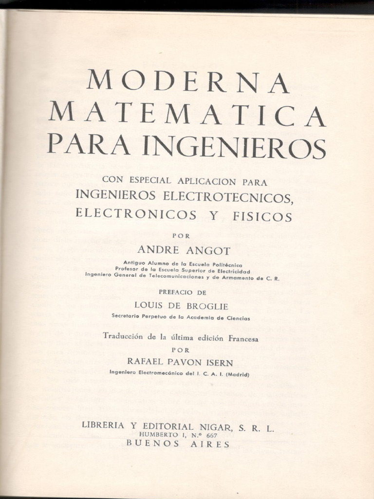 Indice Matematica Moderna para Ingenieros - Andre Angot | PDF