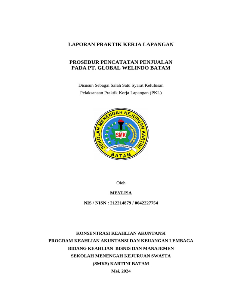 Laporan PKL Meylisa PT Global Welindo Batam | PDF