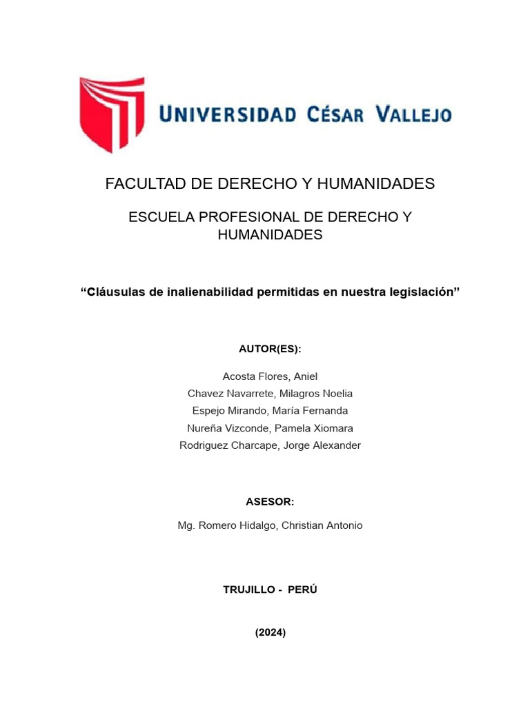Cláusulas de Inalienabilidad Permitidas en Nuestra Legislación | PDF
