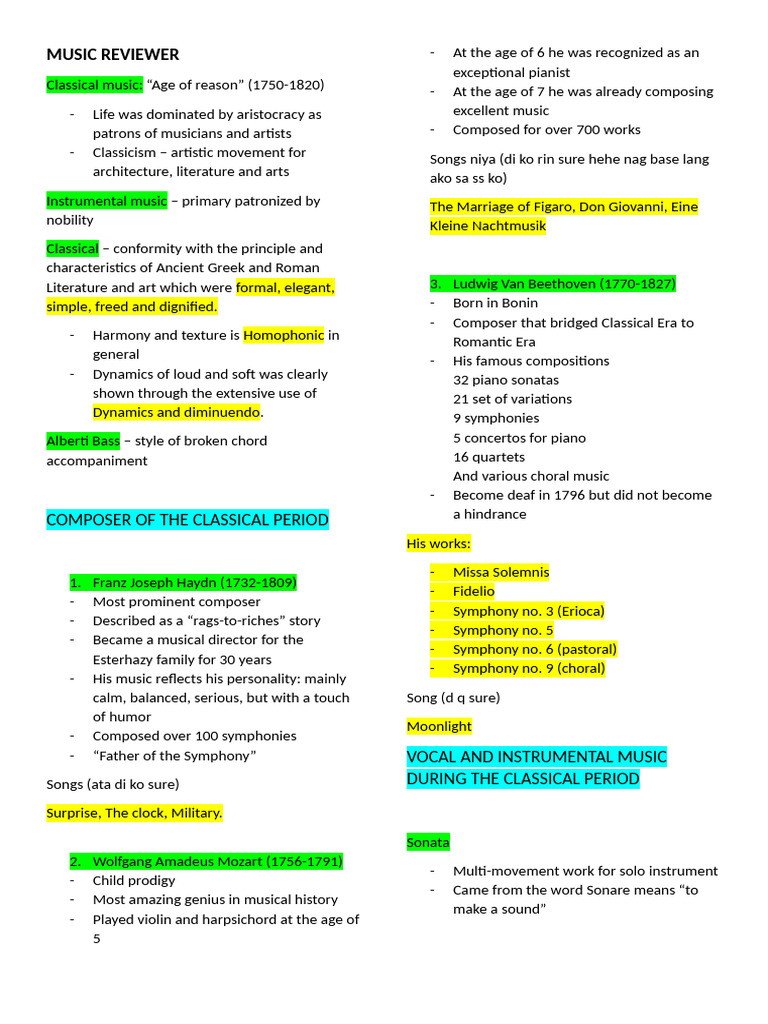 Reviewer Music and Arts | PDF