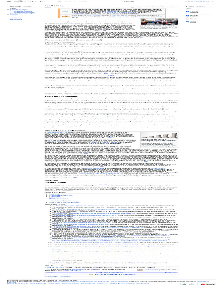 Negócio - Wikipédia, A Enciclopédia Livre | PDF