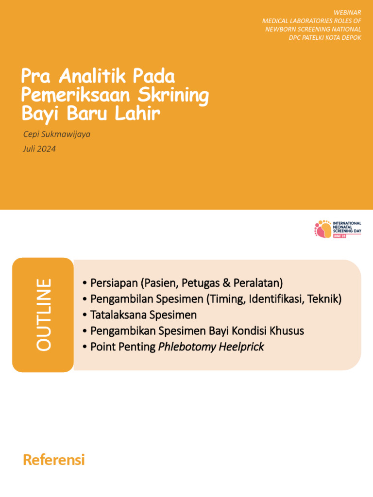 Pre Analytic Pada Pemeriksaan Skrining Bayi Baru Lahir - Cepi | PDF