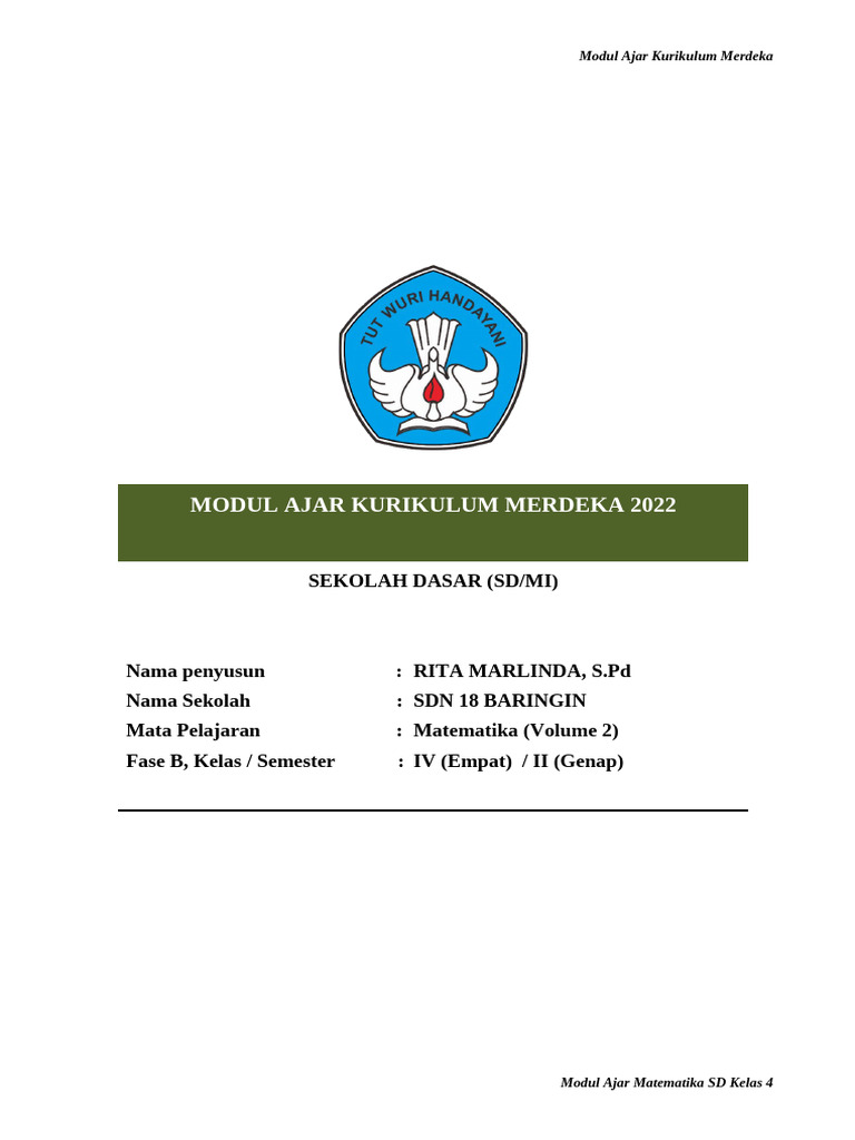 Modul MTK KLS 4 Genap | PDF