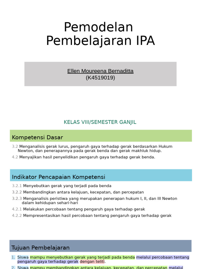 Pemodelan IPA KD 3.2 (VIII) Dan 3.10 (VIII) | PDF