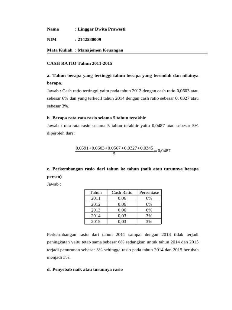 ANALISIS CASH RATIO | PDF