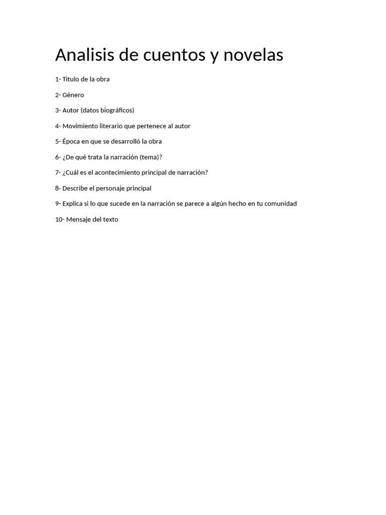 Analisis de Cuentos y Novelas | PDF
