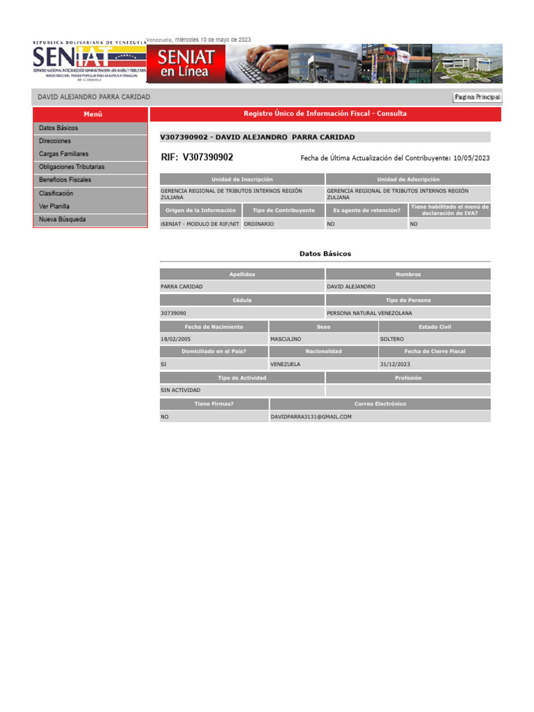 Rif: V307390902: V307390902 - David Alejandro Parra Caridad | PDF