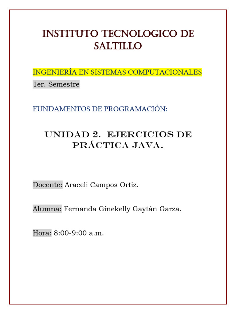 FGGG Ejercicios de Practica Java | PDF