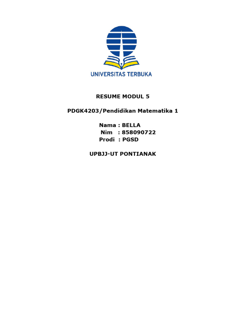 Resume Pendidikan Matematika 1 Modul 5 (Bella) | PDF