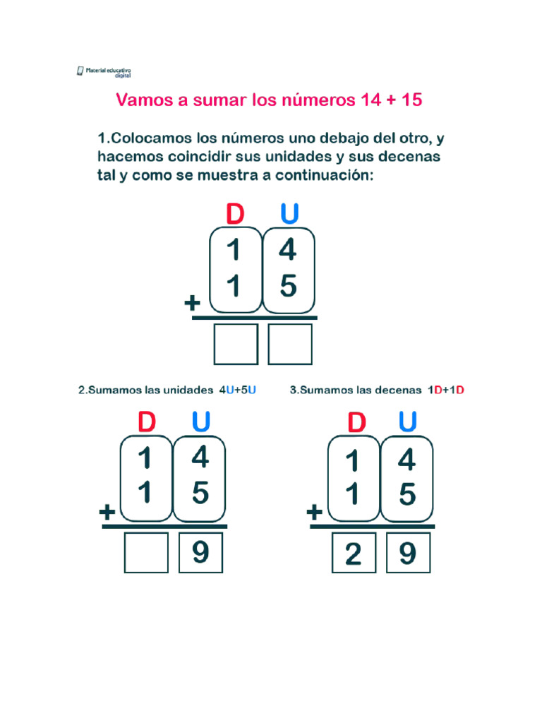 Sumas Con Dos Dígitos | PDF