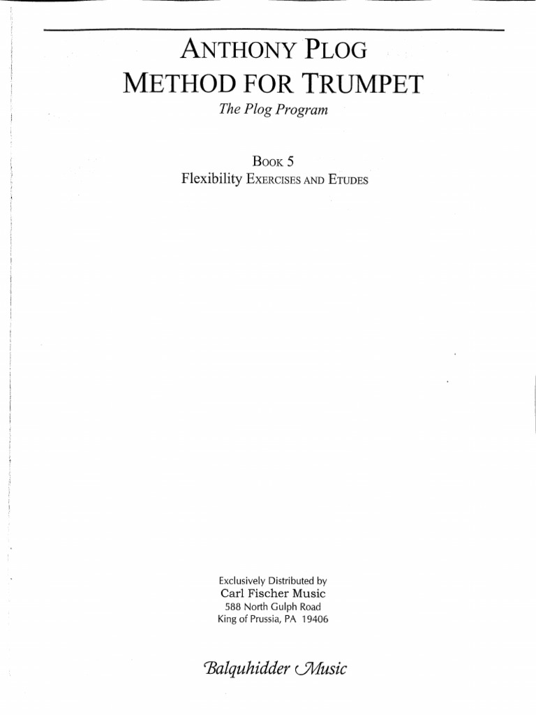 Anthony Plog - Method For Trumpet - Book 5, Flexibility Exercises and Etudes | PDF