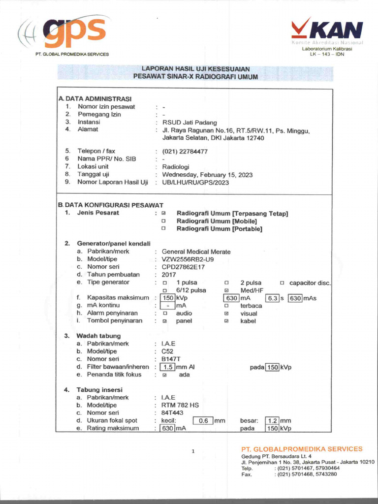Laoran Hasil Uji Banding Lingkup Radiografi Umum - Rsud Jati Padang ...