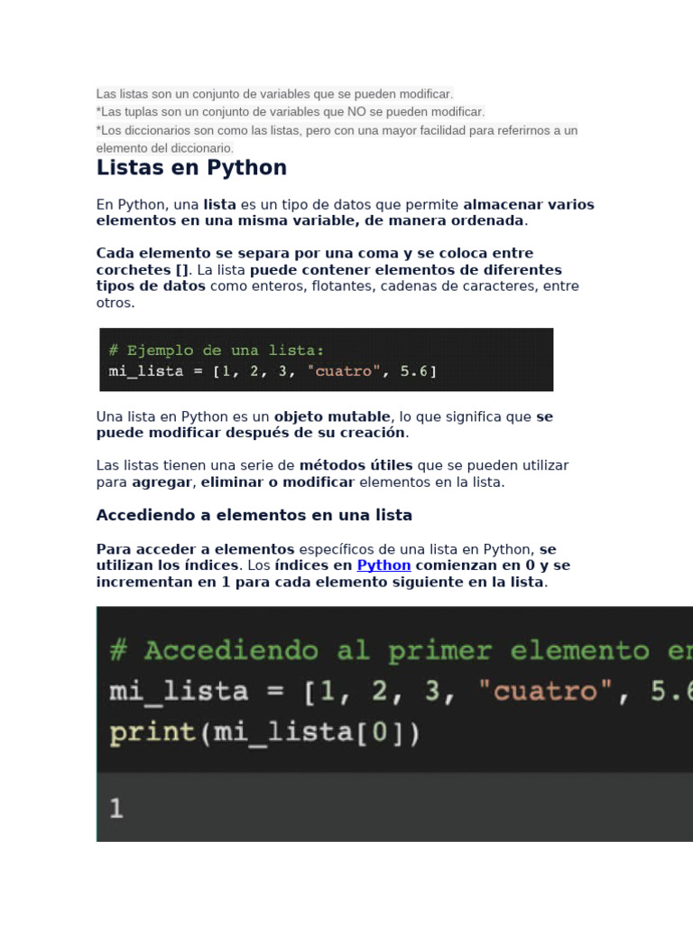 Listas y Tuplas | PDF