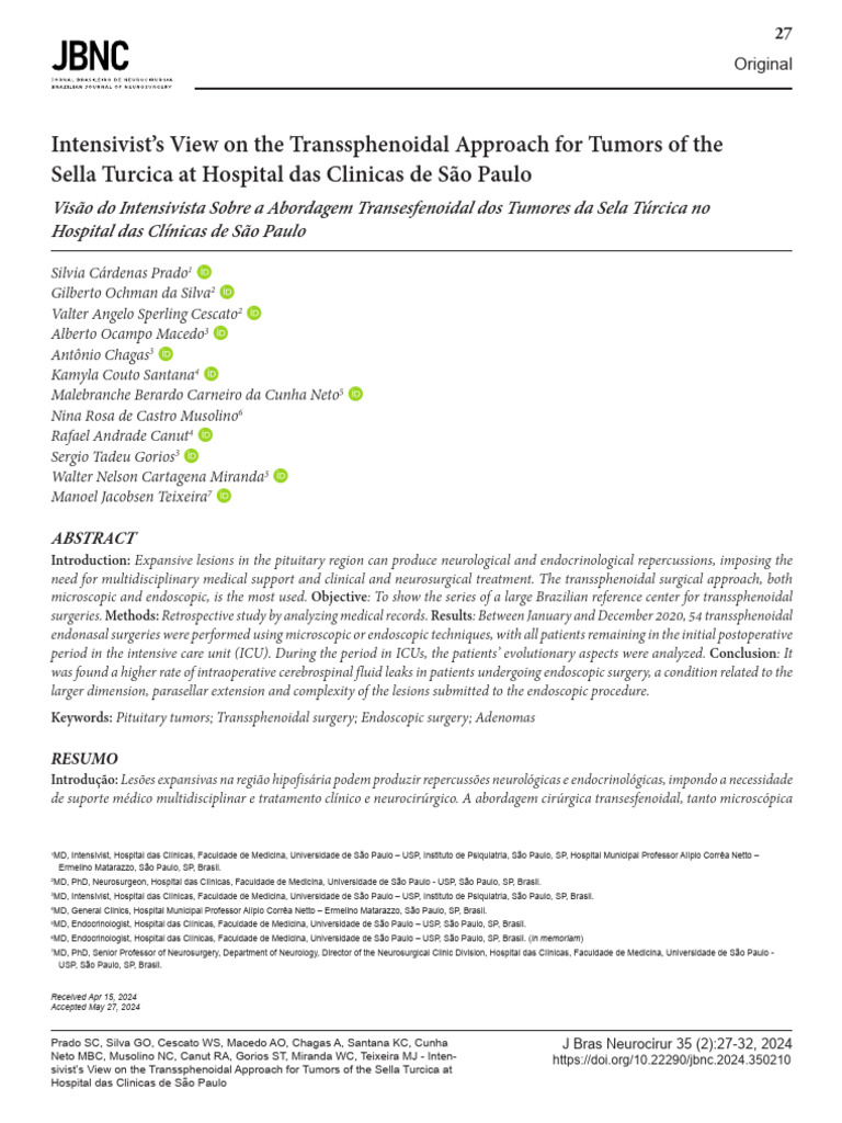 2024 - v35 - n2 - Intensivist S View On The Transsphenoidal Approach ...