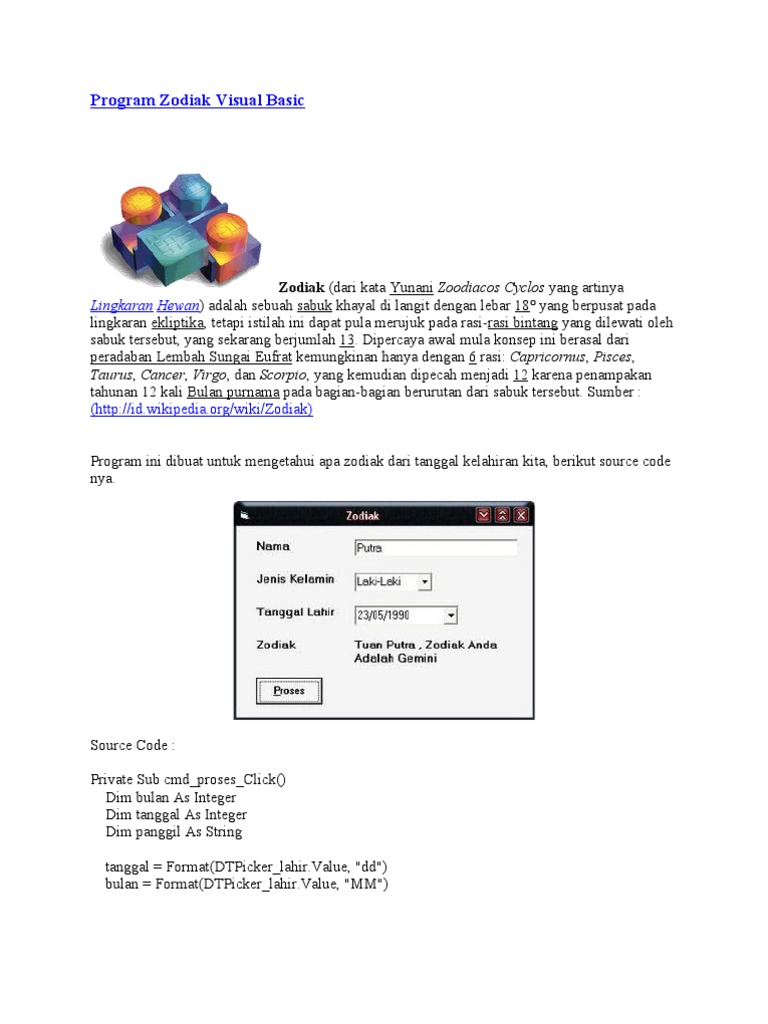 Program Zodiak Visual Basic | PDF
