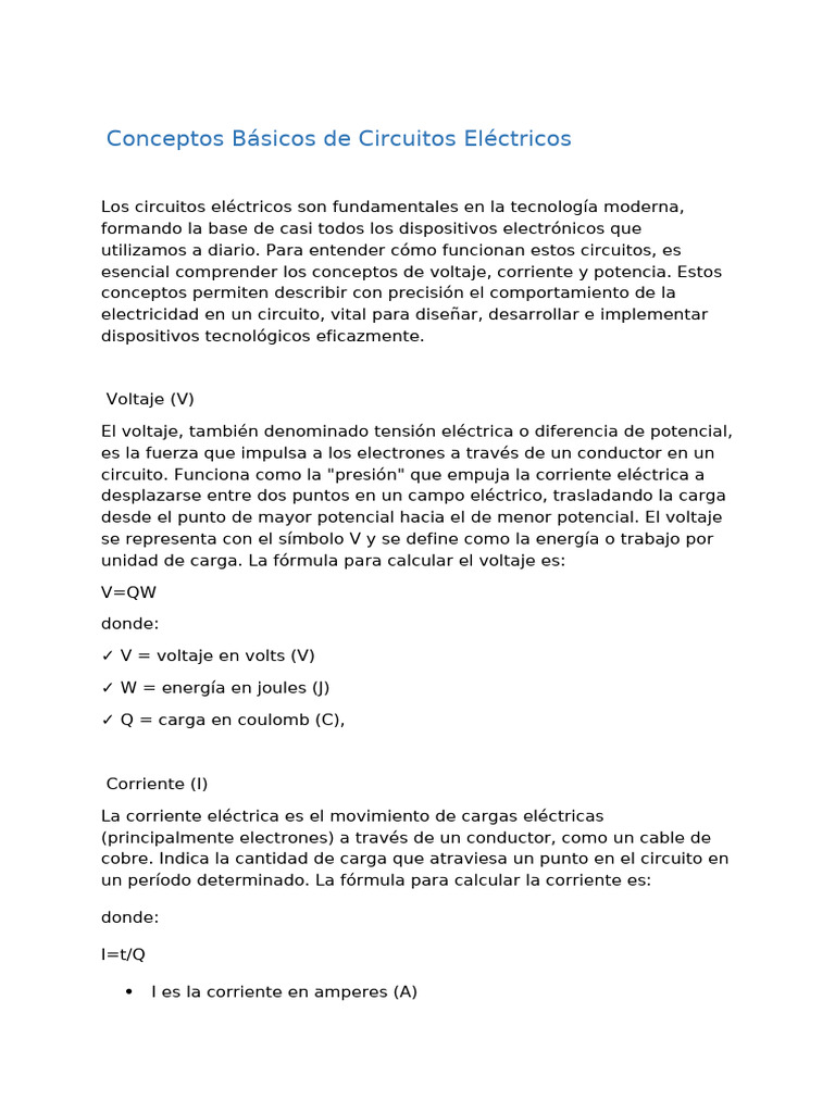 Concepto Basicos de Circuitos | PDF