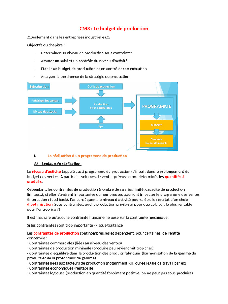 Chapitre N°3 - Le Budget de Production | PDF Chapitre N°3 - Le Budget de Production | PDF
