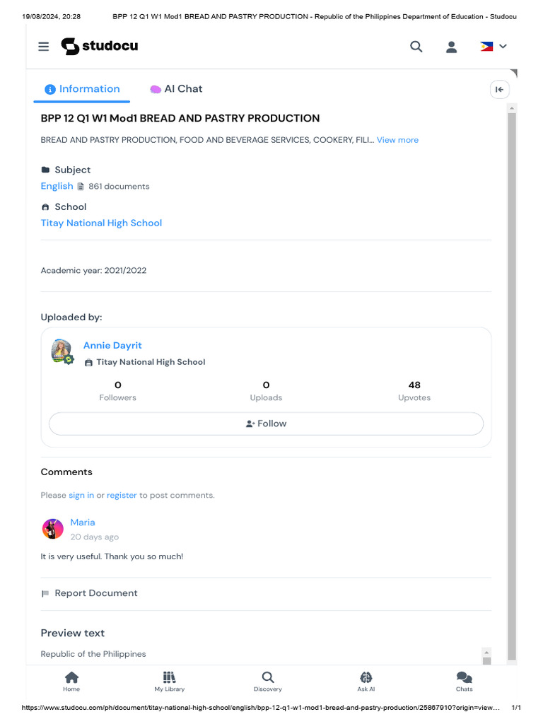 BPP 12 Q1 W1 Mod1 BREAD AND PASTRY PRODUCTION - Republic of The ...