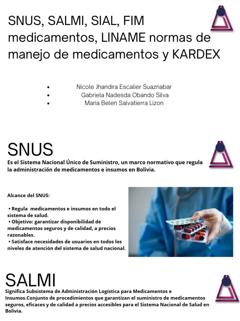 SNUS, SALMI, SIAL, FIM Medicamentos, LINAME Normas de Manejo de ...