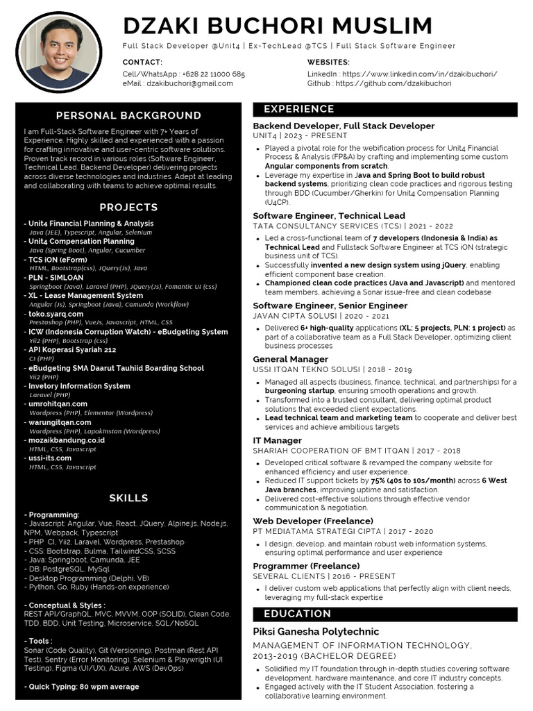 Personal Background Experience: Backend Developer, Full Stack Developer | PDF