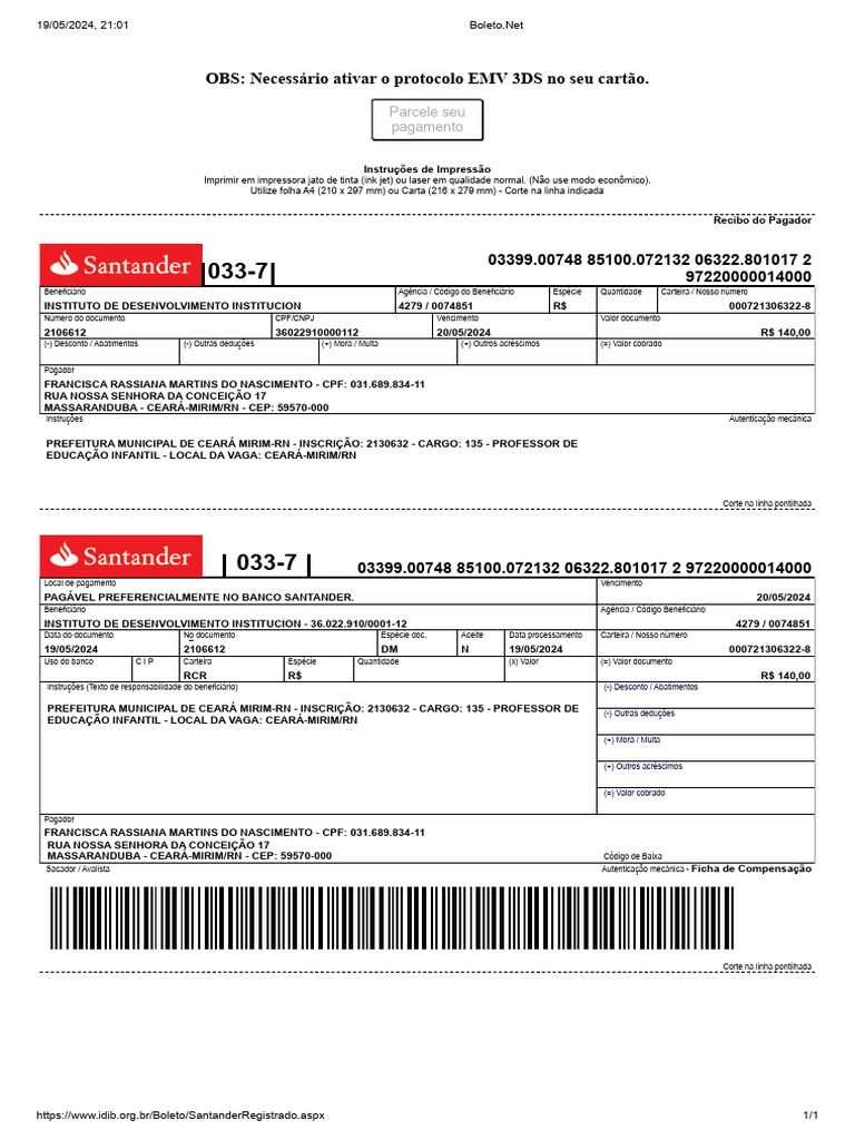 Boleto Rassiana | PDF