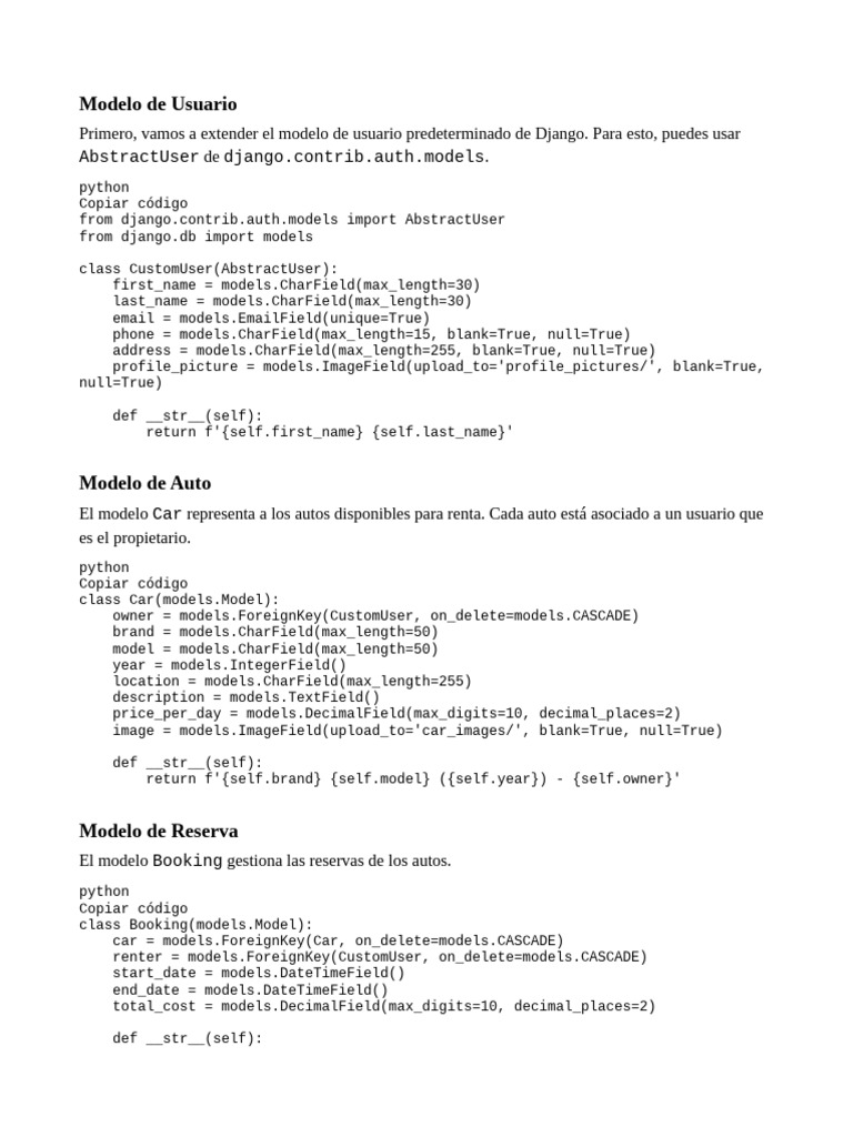 Modelos Django | PDF | Python (lenguaje de programación) | Postgre Sql