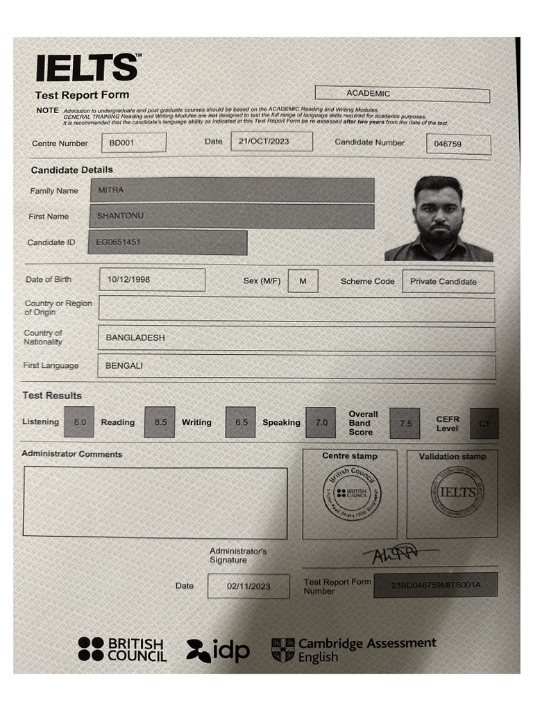 IELTS TRF-Shantonu | PDF