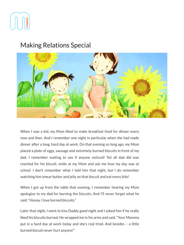 Making Relations Special - Moral Stories | PDF | Self-Improvement