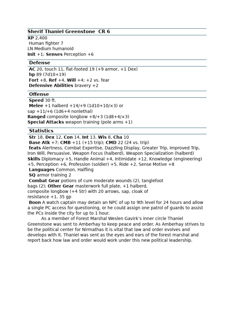 Sherrif Thaniel Greenstone CR 6 | PDF