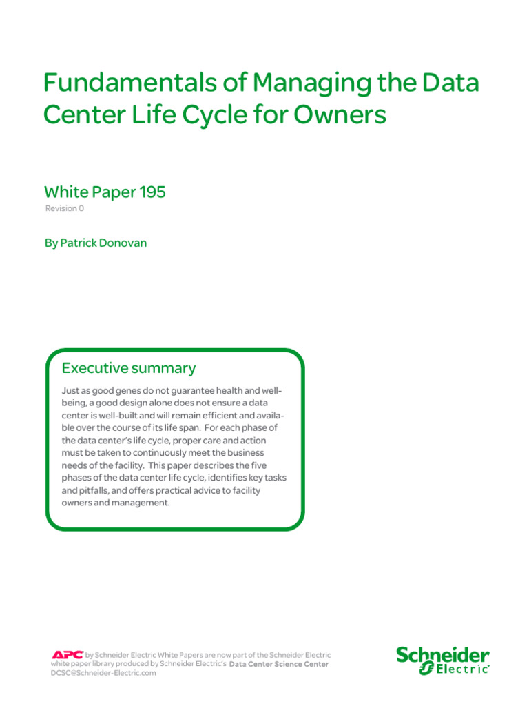 Fundamental of Managing The Data Center Life Cycle For The Owner | PDF