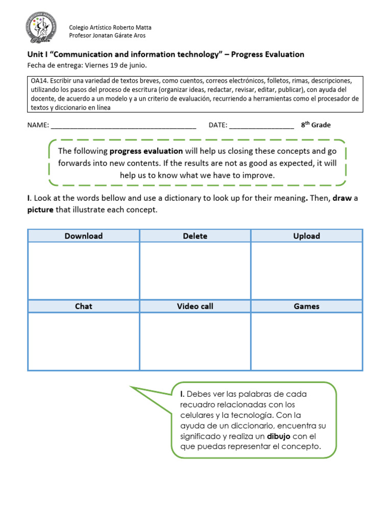 Cápsula 4 Progress Evaluation - 8th grade | PDF