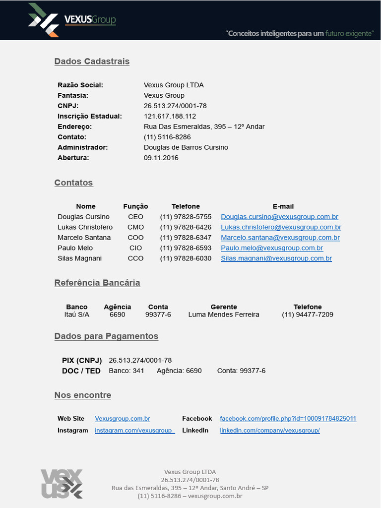 Ficha Cadastral - Vexus Group | PDF