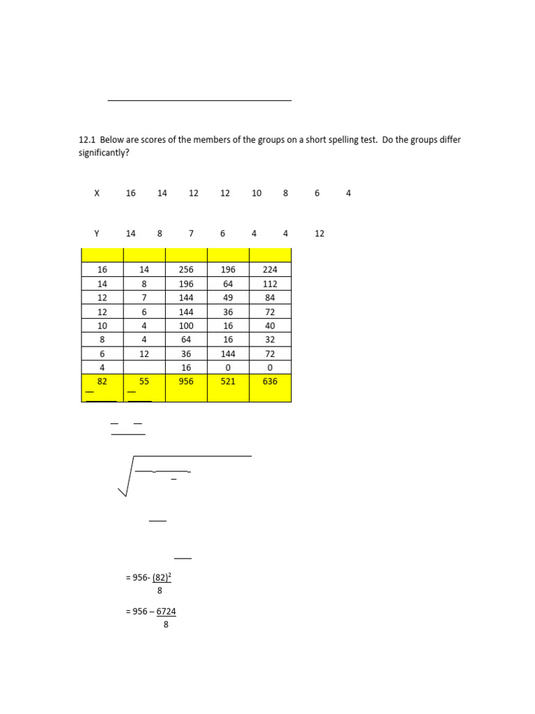 Pearson R Sample Computation | PDF