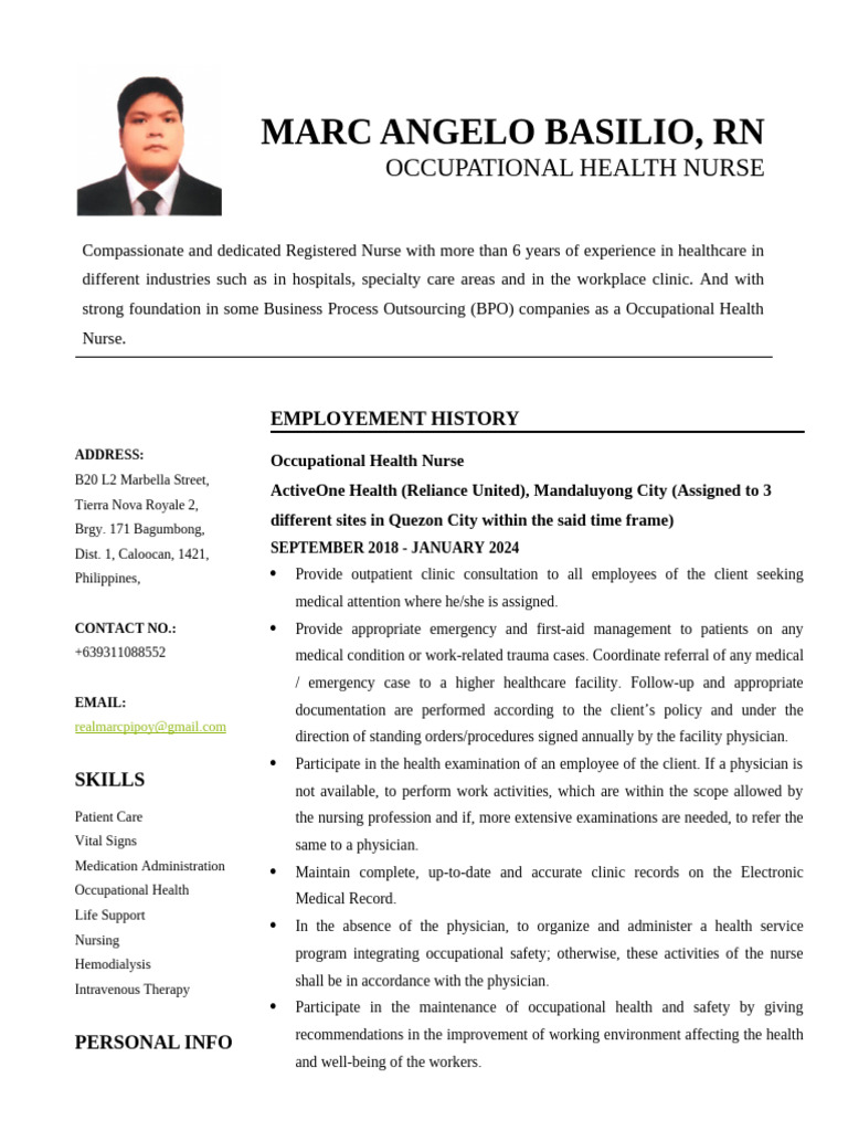 Marc Angelo Basilio - CV03 | PDF