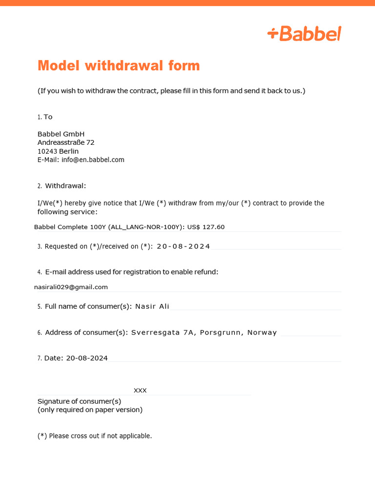 Withdrawal Form | PDF