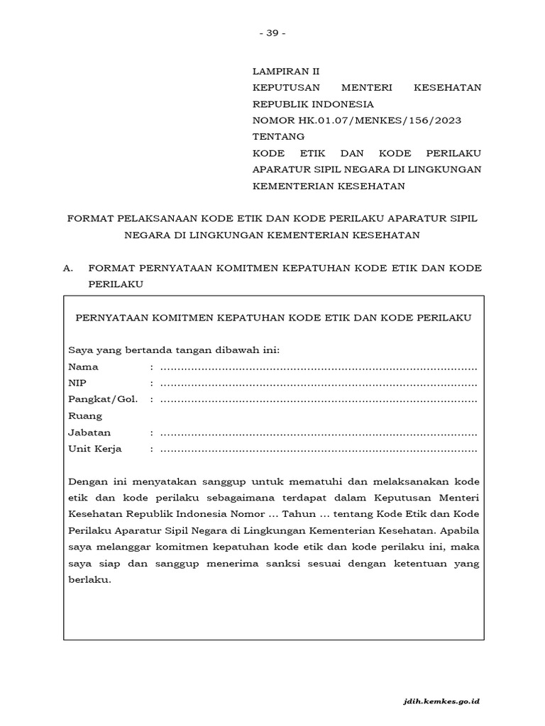 Format Pernyataan Komitmen | PDF