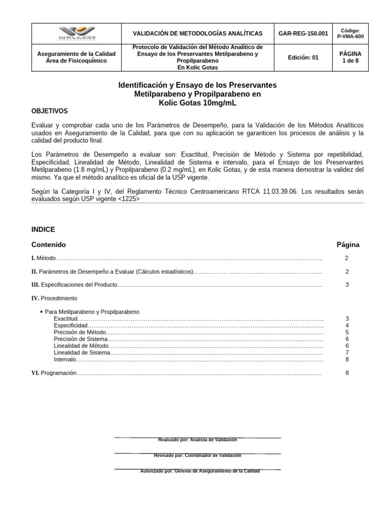 Protocolo Kolic Gotas (Preservantes) - 051400 | PDF