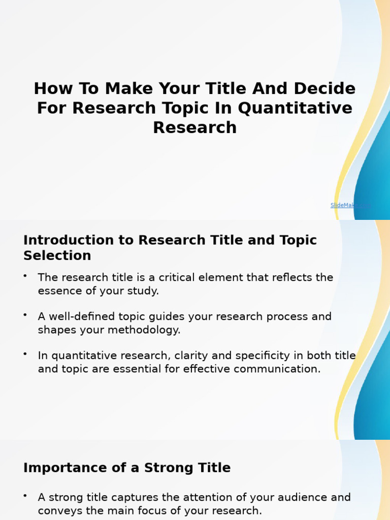 How To Make Your Title and Decide For Research Topic in Quantitative ...
