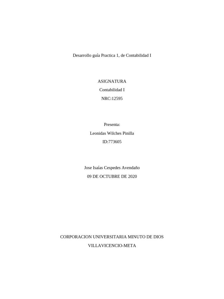 Desarrollo Taller de Contabilidad 1 | PDF | Contabilidad | Contador Desarrollo Taller de Contabilidad 1 | PDF | Contabilidad | Contador