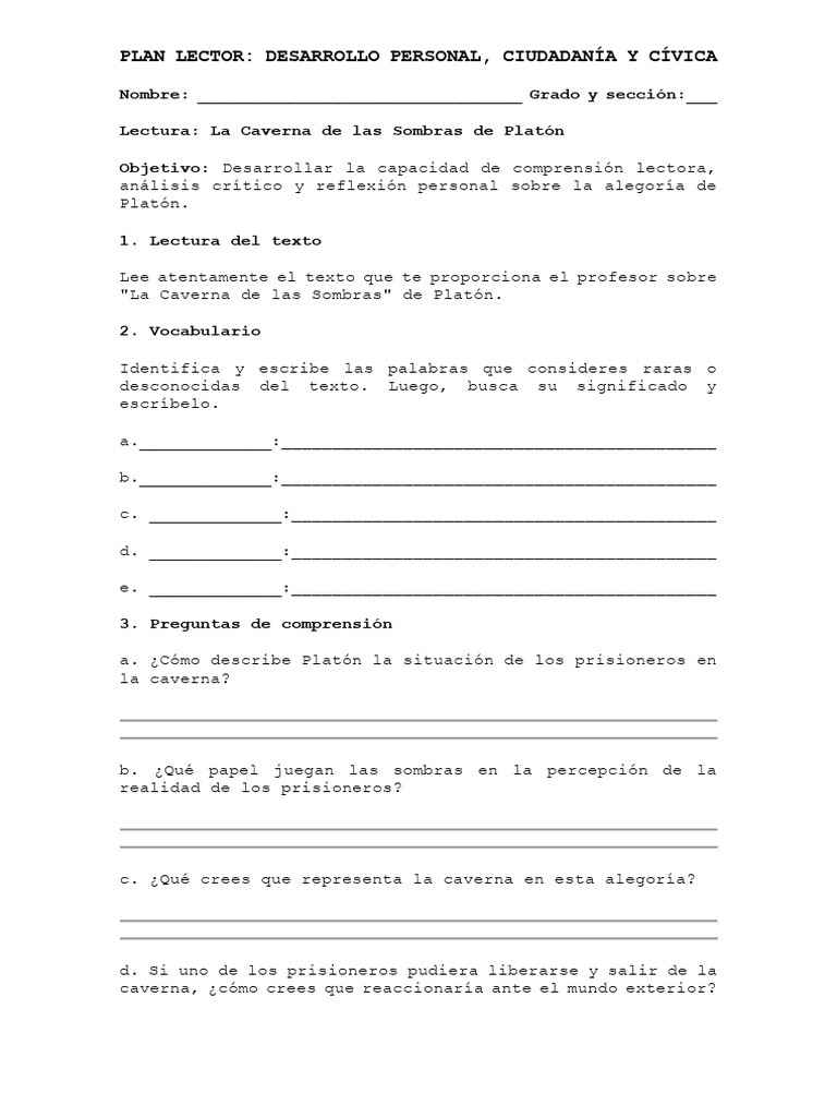 Ficha Plan Lector DPCC 5to | PDF