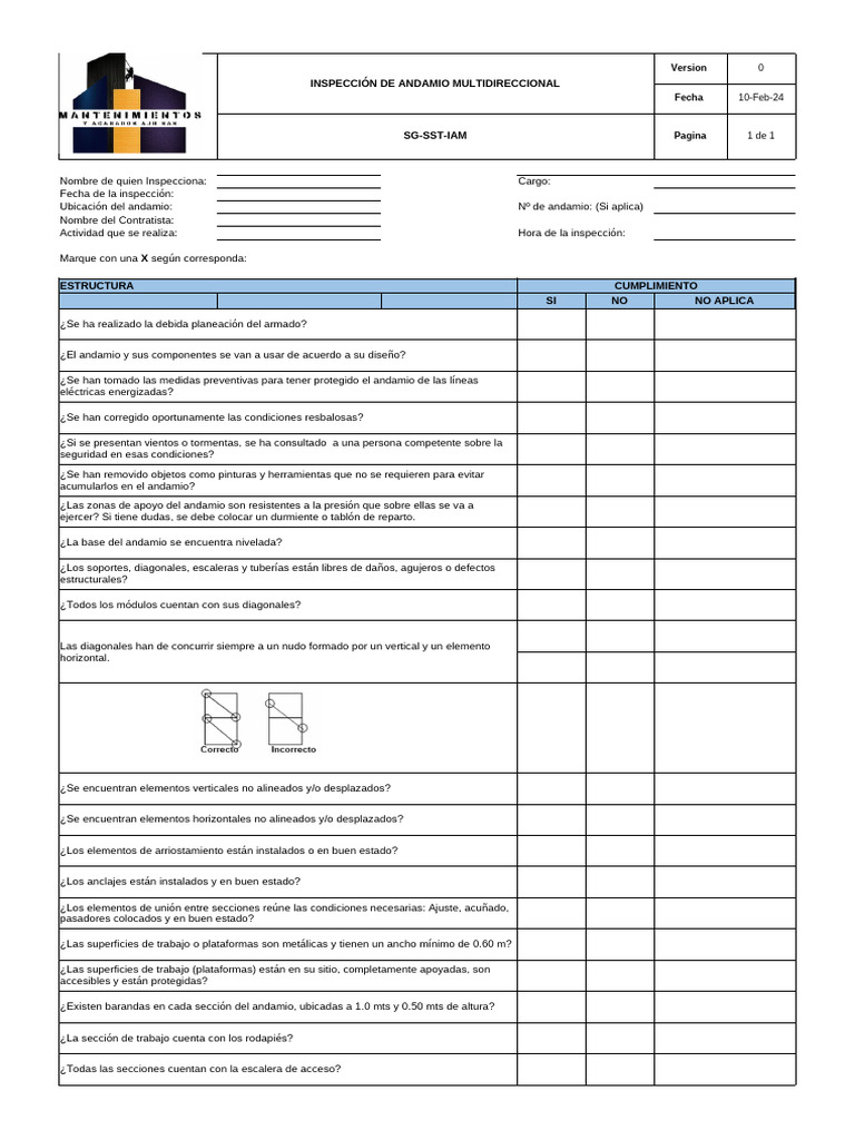Formato de Inspección Andamio Multidireccional | PDF