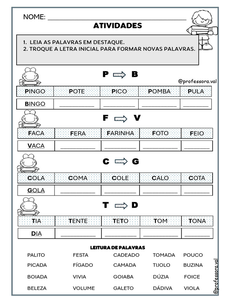 Atividades Troca Letras Inicial | PDF