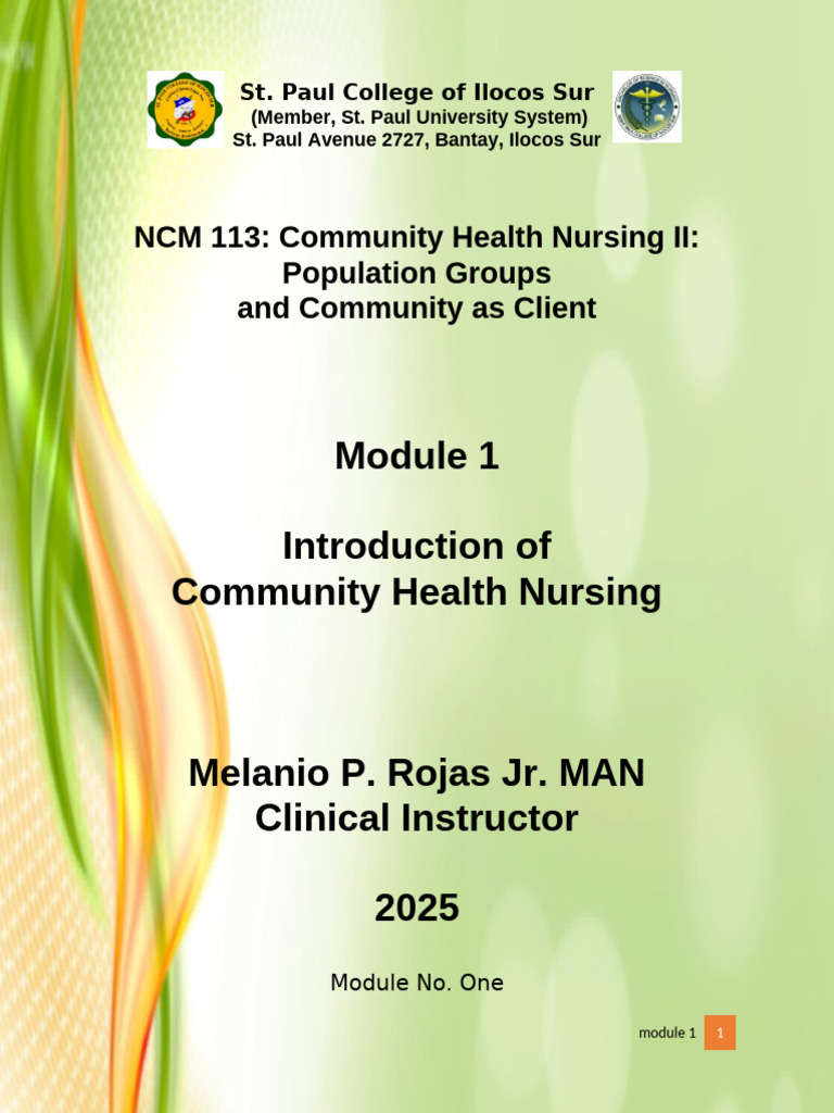 Module 1 Intro To CHN | PDF
