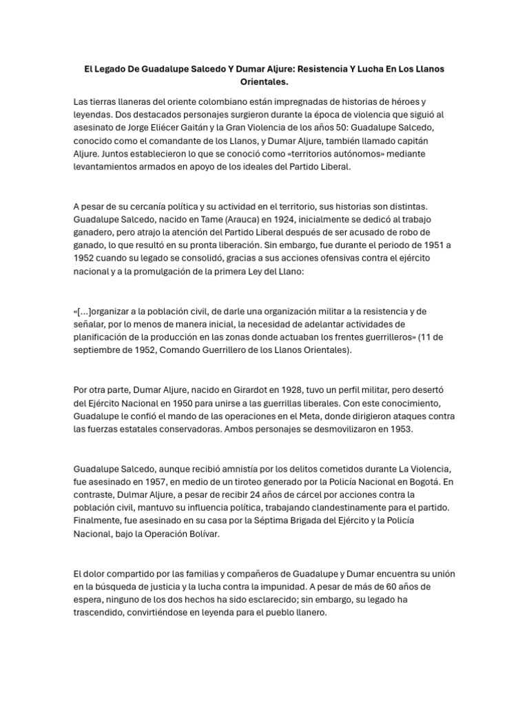 9 El Legado de Guadalupe Salcedo Y Dumar Aljure | PDF