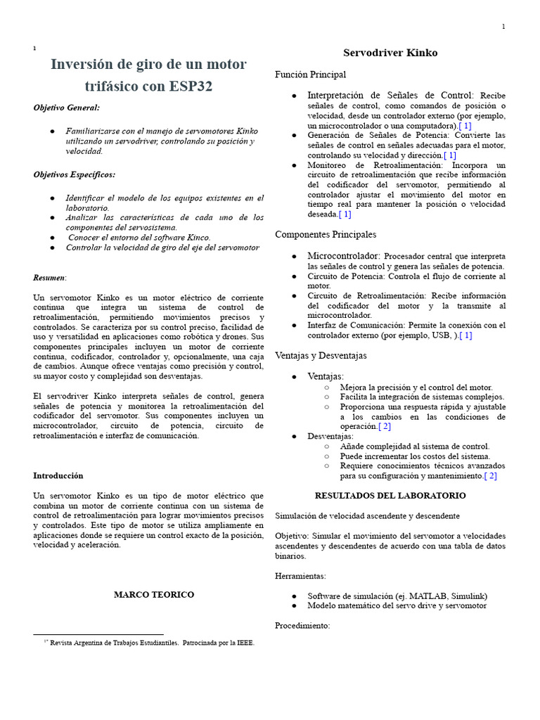 informe practica servos | PDF