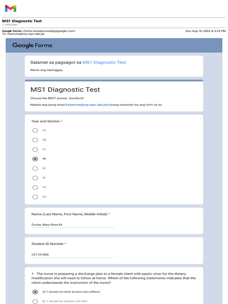 Gmail - MS1 Diagnostic Test | PDF