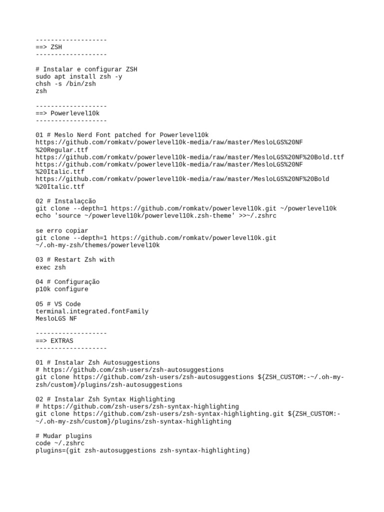 03 Terminal ZSH - Powerlevel10k e Extras | PDF