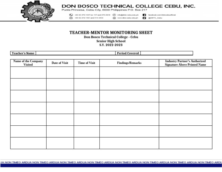 Teacher Monitoring Sheet | PDF